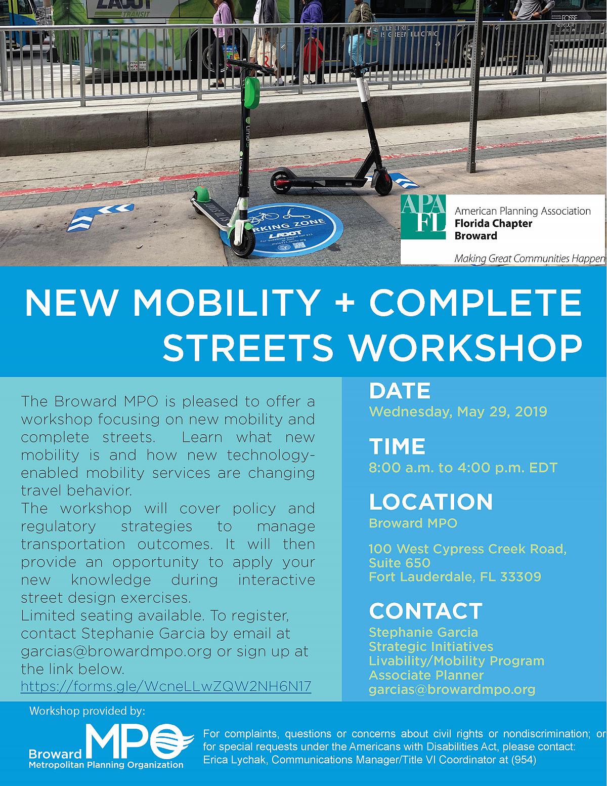 Complete Streets Workshop “Making New Mobility Work for Your Community”.